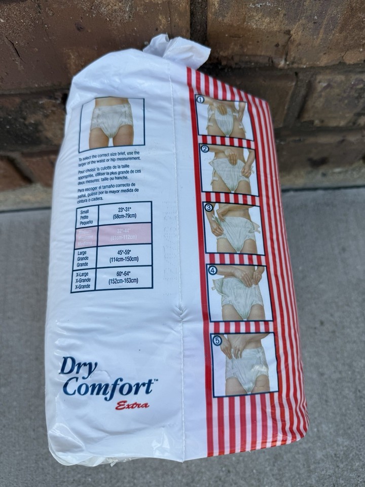 VTG Plastic Backed 2 Tape Tab Adult Baby Diapers 12 Ct Med SCA Tena Dry ...