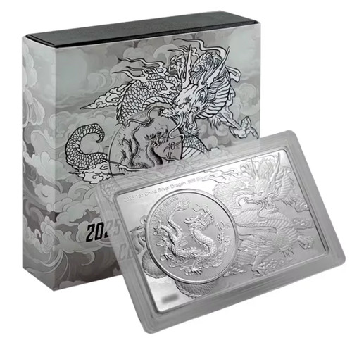 2025 1oz China Dragon .999 Silver Coin in 2oz Silver Bar Total 3oz ...