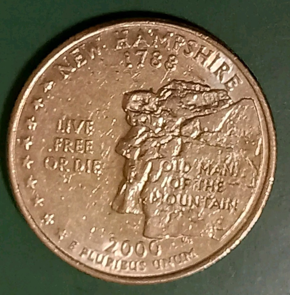2000 D Quarter New Hampshire Old Man of the Mountain Live Free Or Die ...