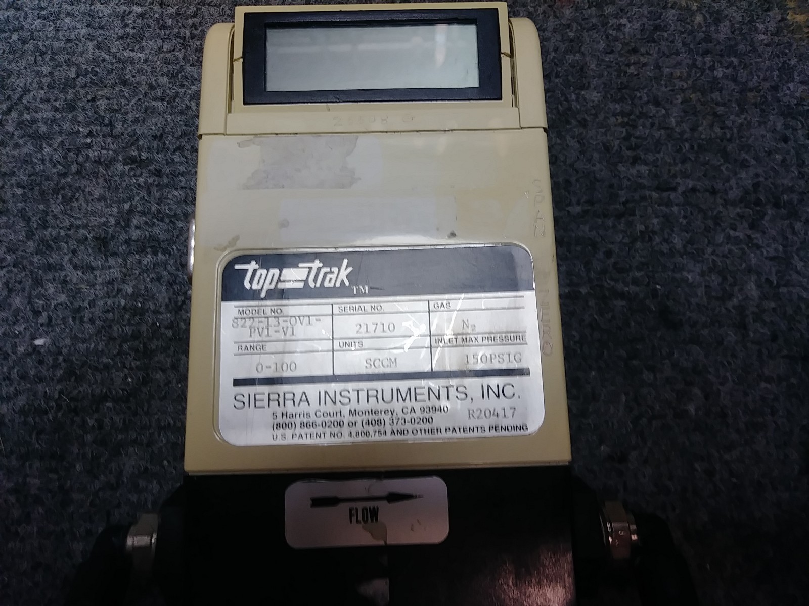 822-13-OV1-PV1-V1 FLOW METER Range 0-100 SCCM Sierra Instruments, Inc ...