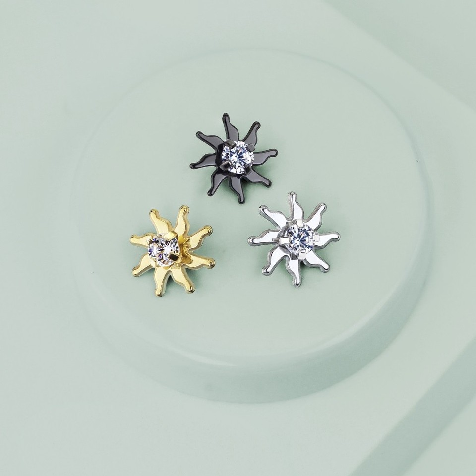 TRIBAL SUN DERMAL ANCHOR TOP BODY PIERCING JEWELRY (INTERNALLY THREADED ...