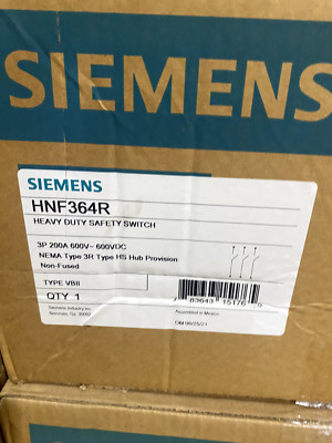 NEW IN BOX SIEMENS HNF364R (3P-600A-600V) NON-FUSIBLE *SHIPS SAME DAY ...