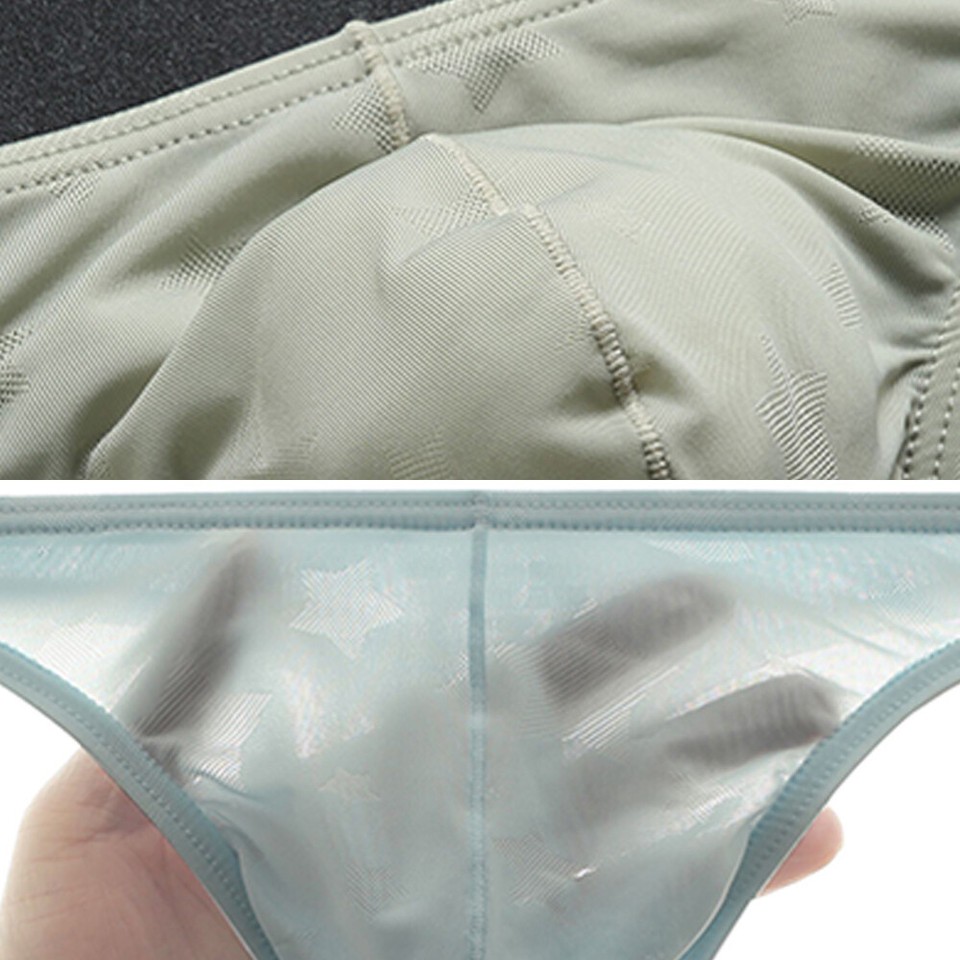 Men Ice Silk Briefs G-String Thongs Sexy Sheer Underwear T-Back Bikini ...