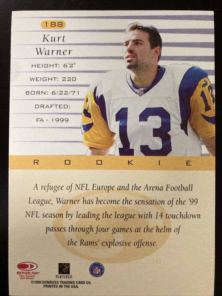Kurt Warner 1999 Donruss Rookie Card #188 (5491) | eBay