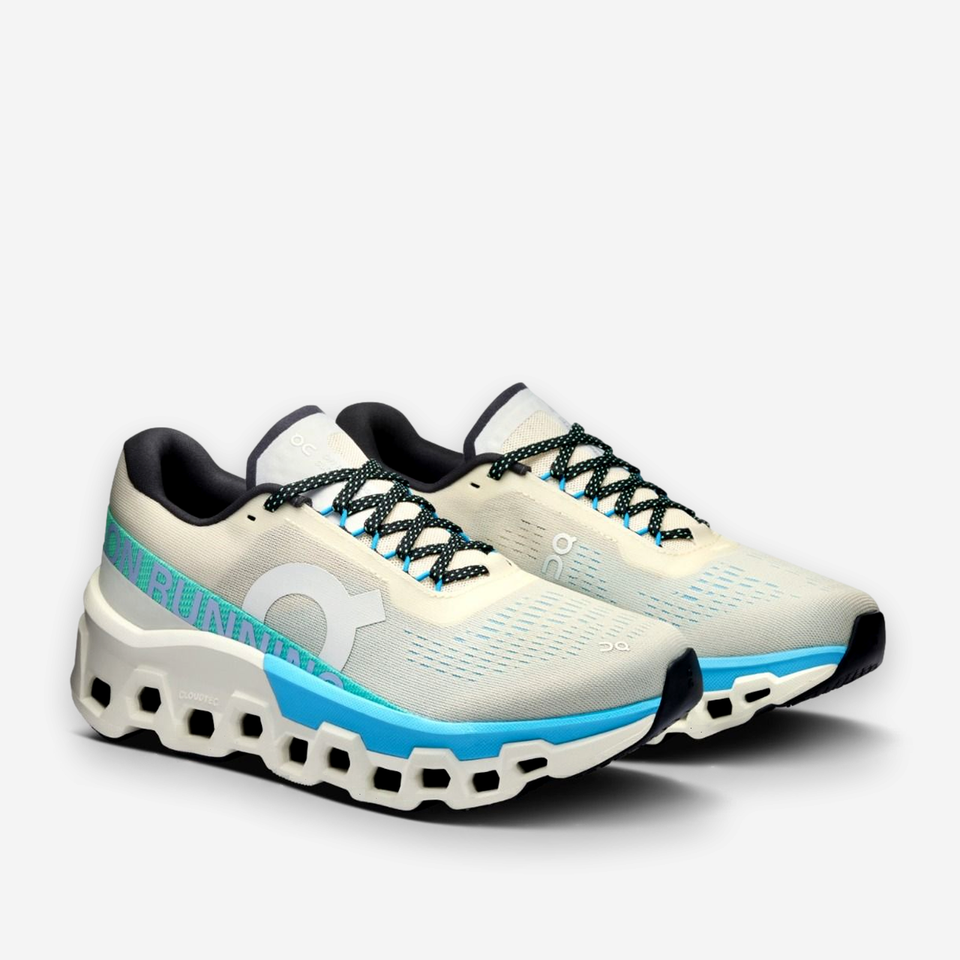 ON Cloudmonster 2 Women's Beige Blue Running Shoes Sport Sneakers ...