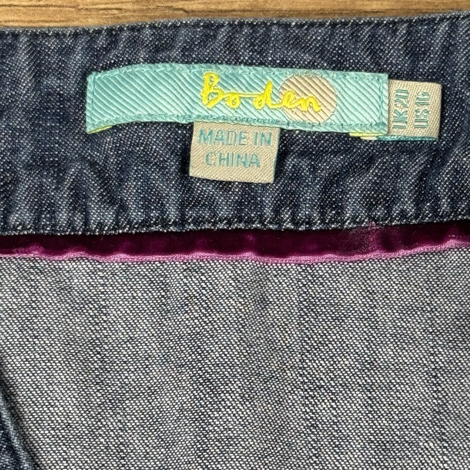 Boden Women's Chambray Denim Tunic Top Embroidered Zig Zag 100% Cotton Size 16 | eBay