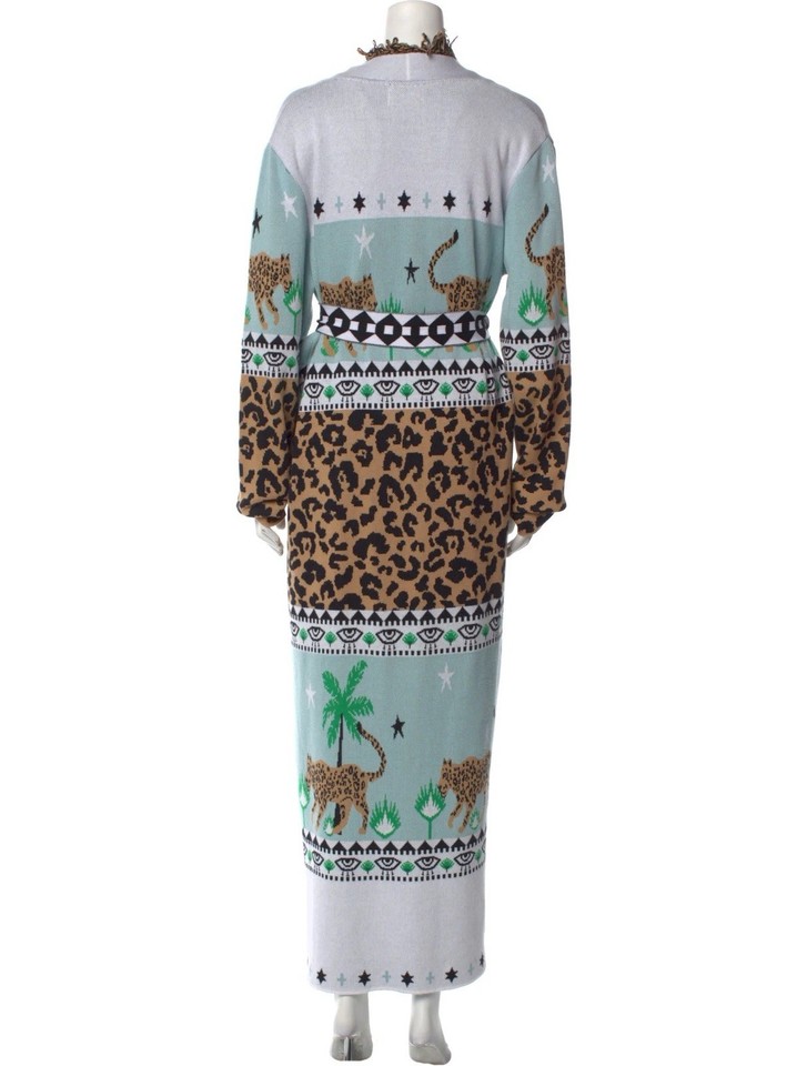 Hayley Menzies Leopardess Aqua Cotton Jacquard Duster Cardigan Size XL ...