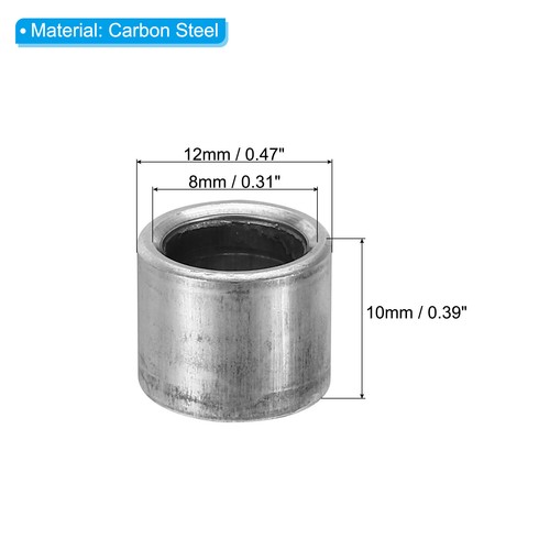 12Pcs M8 Steel Spacers 8mm ID x 12mm OD x 10mm L Metal Spacer Screw ...