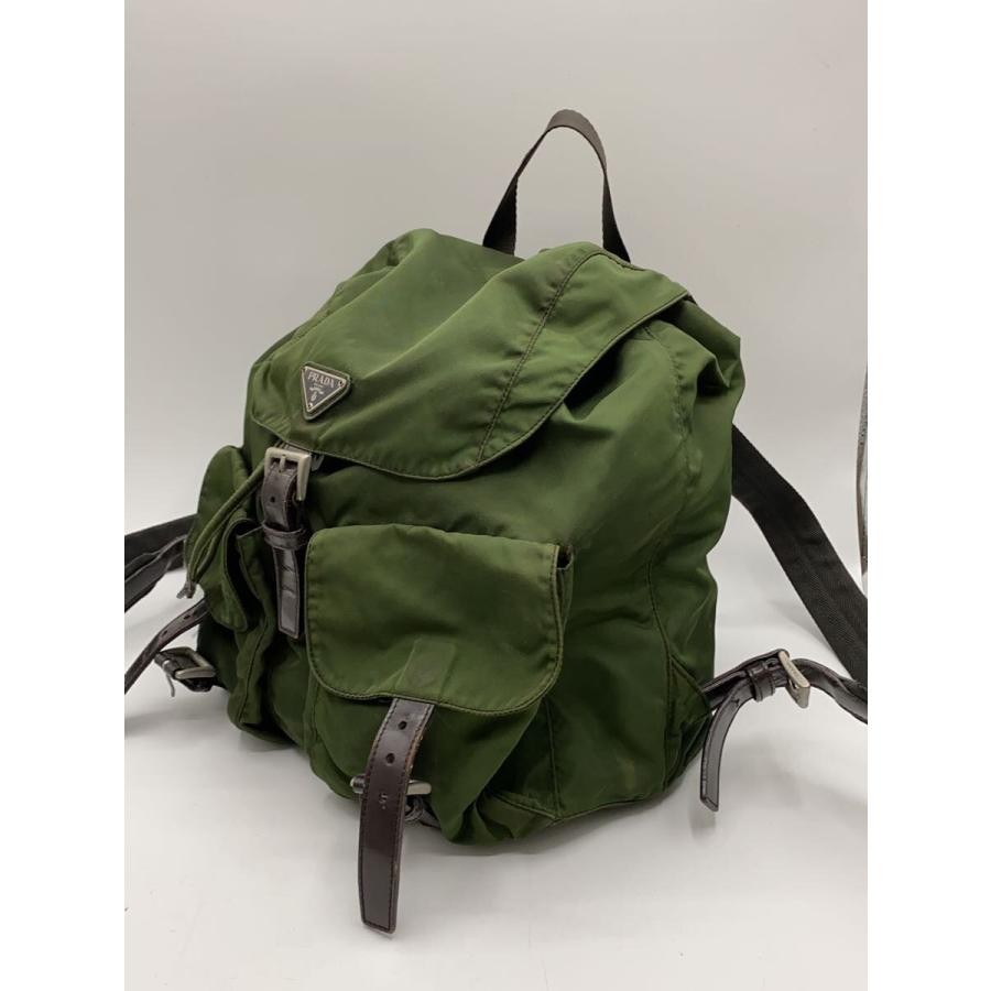 Prada Backpack Daypack Triangle Logo Tessuto Nylon Leather Green Women ...
