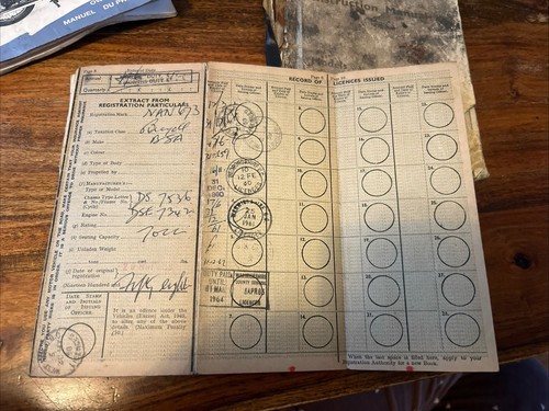 BSA Dandy 1958 memorabilia literature classic bike Motorcycle Log Book ...