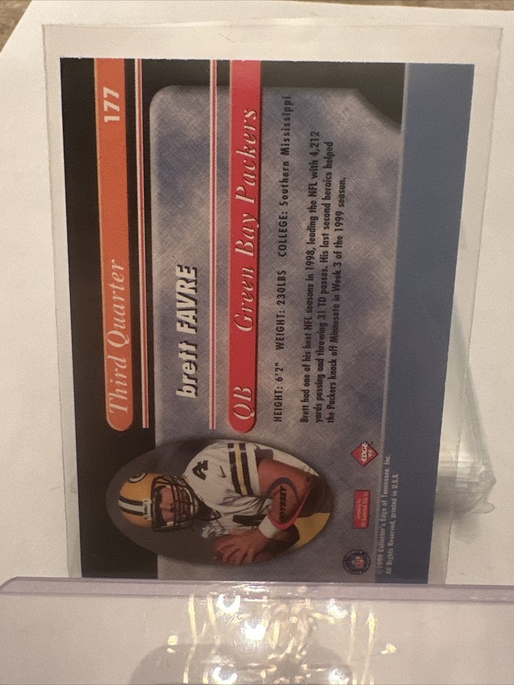 1999 Collectors Edge Odyssey Brett Favre Third Quarter card #177 ...