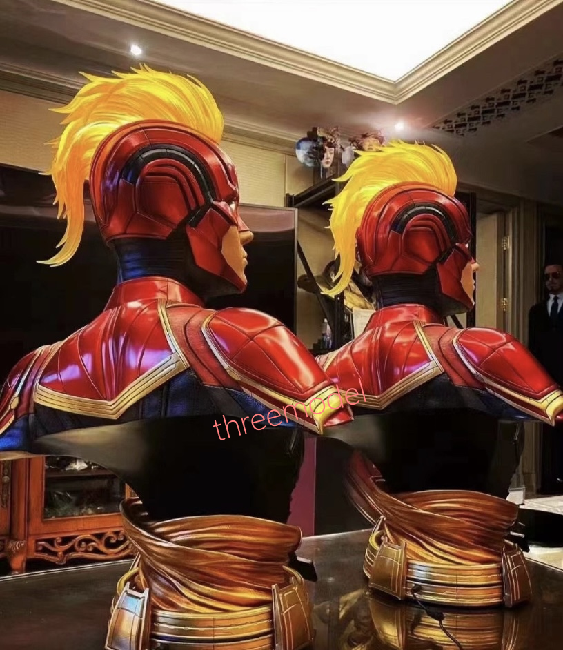 Captain Marvel 1/1 Scale Bust Resin Model Painted Statue Recast In ...