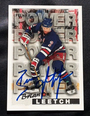 BRIAN LEETCH NEW YORK RANGERS HOF LEGEND AUTOGRAPHED SIGNED HOCKEY CARD ...