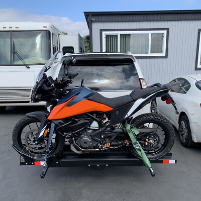 600LBS Motorcycle Carrier Mount Dirt Bike Rack Hitch Hauler Steel W ...