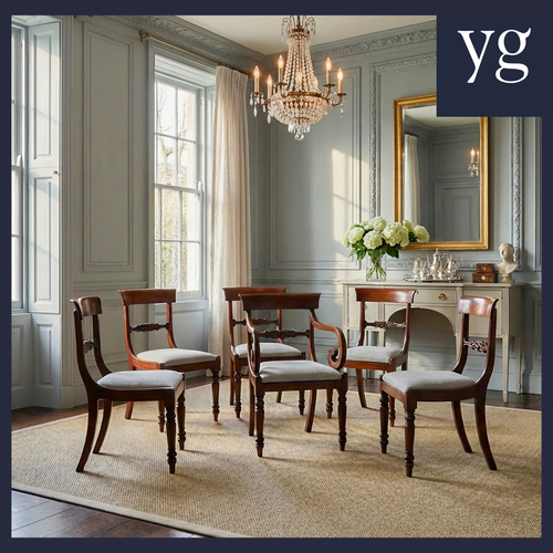 Antique English Georgian Regency Set of Six 6 Mahogany Dining Chairs (c ...