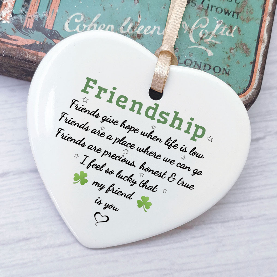 Friendship Poem Gifts for Best Friends Hanging Heart Bauble Home ...