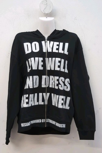 Do Well Live Well Graphic Text Long Sleeves Men's Full Zip Hoodie Small ...