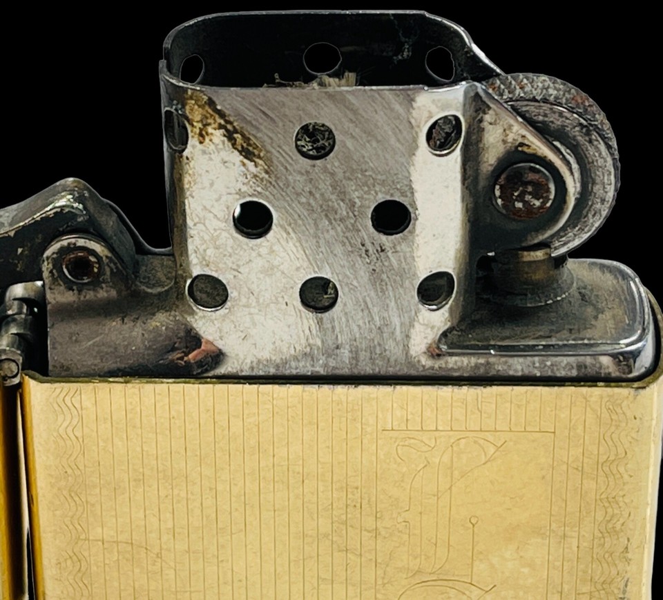 OLD Vintage 1950's Zippo 10k Gold Filled Lighter Fancy Engine Turned LD ...