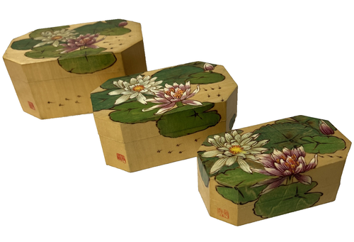 Vintage Decorative Chinese Decoupage Wood Octagonal Nesting Boxes Set 3 ...