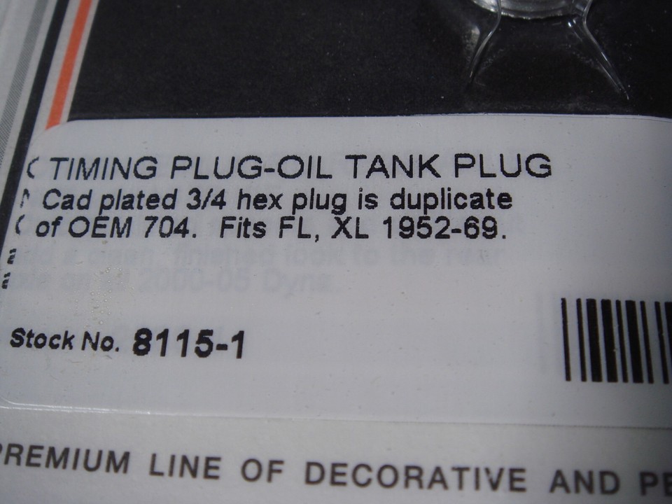 Harley Timing Hole Plug 1936-99 FXR EL UL FL XL Cadmium Colony V-Twin ...