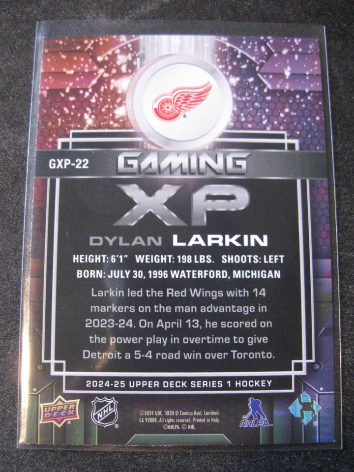 DYLAN LARKIN 2024-25 Upper Deck Series 1 GAMING XP #22 DETROIT RED ...