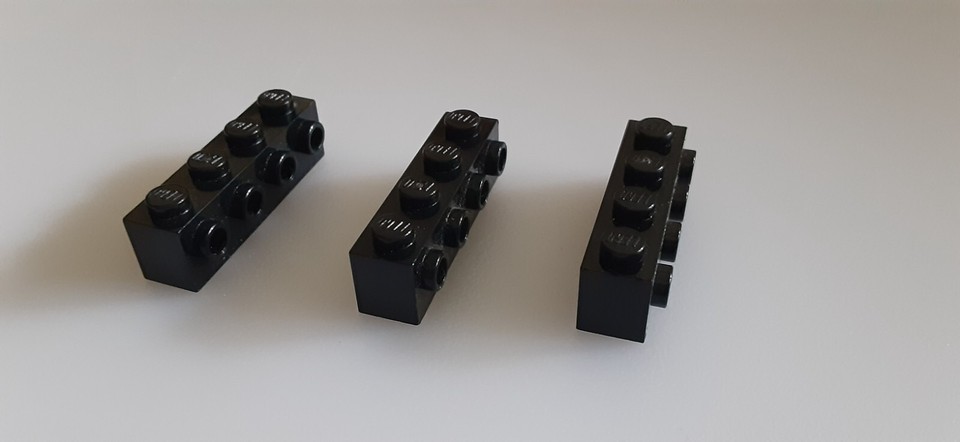 *Lego Parts-Brick, Modified 1x4 With Studs On Side (#30414)-Black-(3 ...