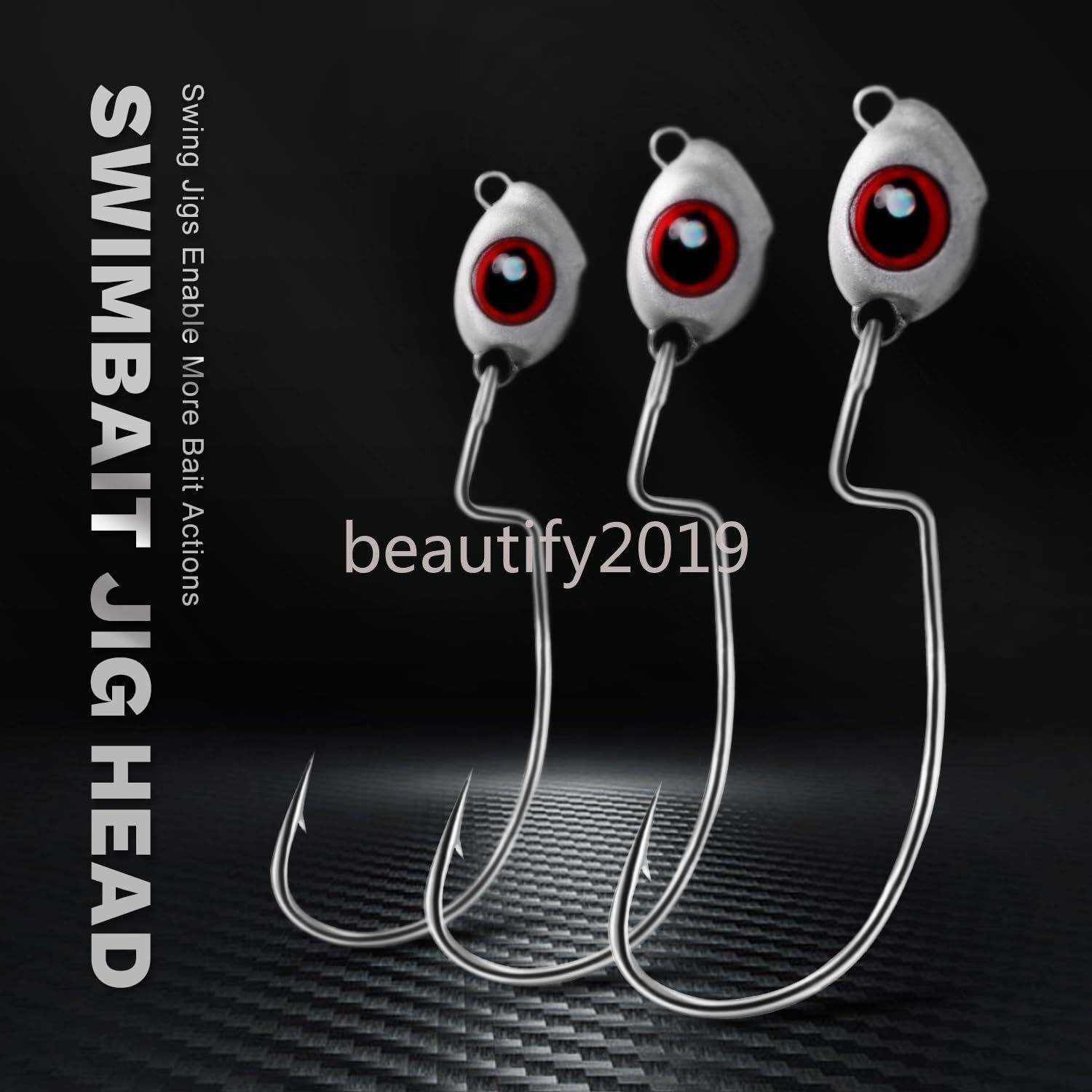 20 Pack Swimbait Jig Heads Weighted Hooks for Texas Ned Rig 1/8 3/16 1/ ...