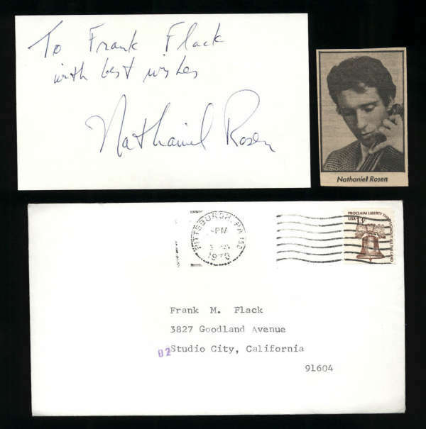 Nathaniel Rosen Cellist Signed 3" x 5" Index Card | eBay