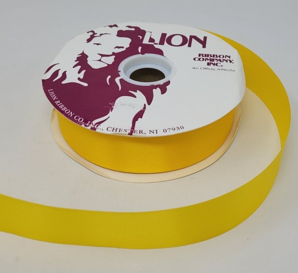 Lion Offray Belle Yellow Satin Acetate Craft Ribbon 1-3/8" x 100 YDS ...