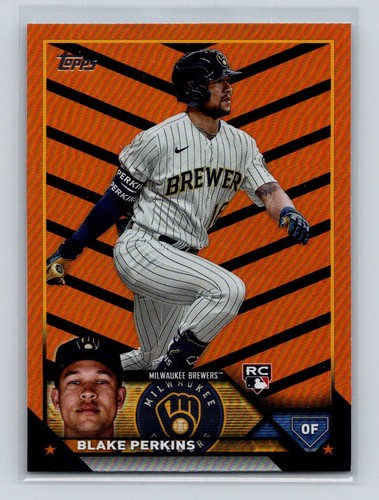 2023 Topps Update #US242 Orange and Black Foil Blake Perkins RC Brewers ...