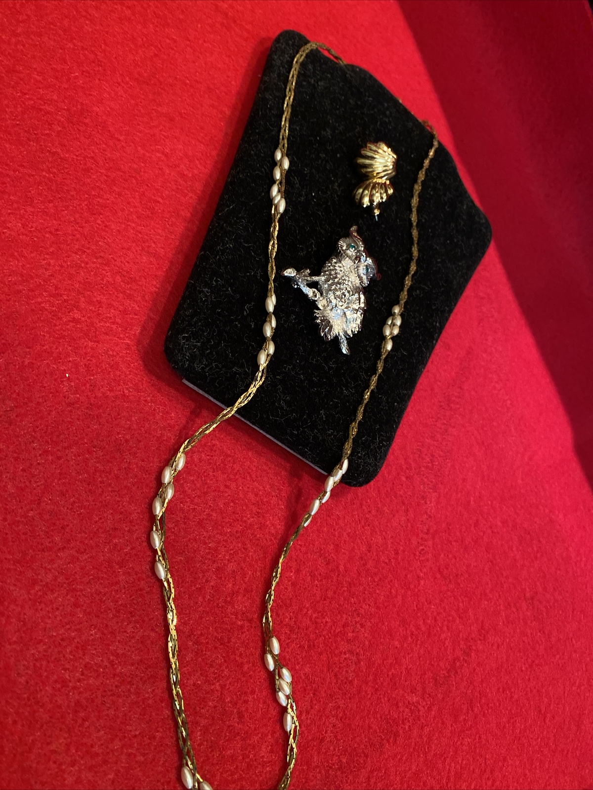 Monet Lot 3 Signed Gold Tone w/Seed Pearl Necklace. E… - Gem