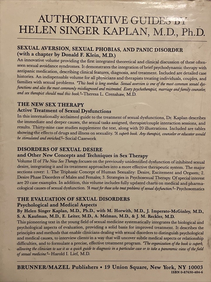 The Illustrated Manual of Sex Therapy by Helen Singer Kaplan | eBay
