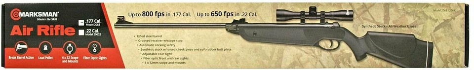 Marksman 2063 .177 Caliber Break Barrel Air Rifle Pellet Gun with Scope ...