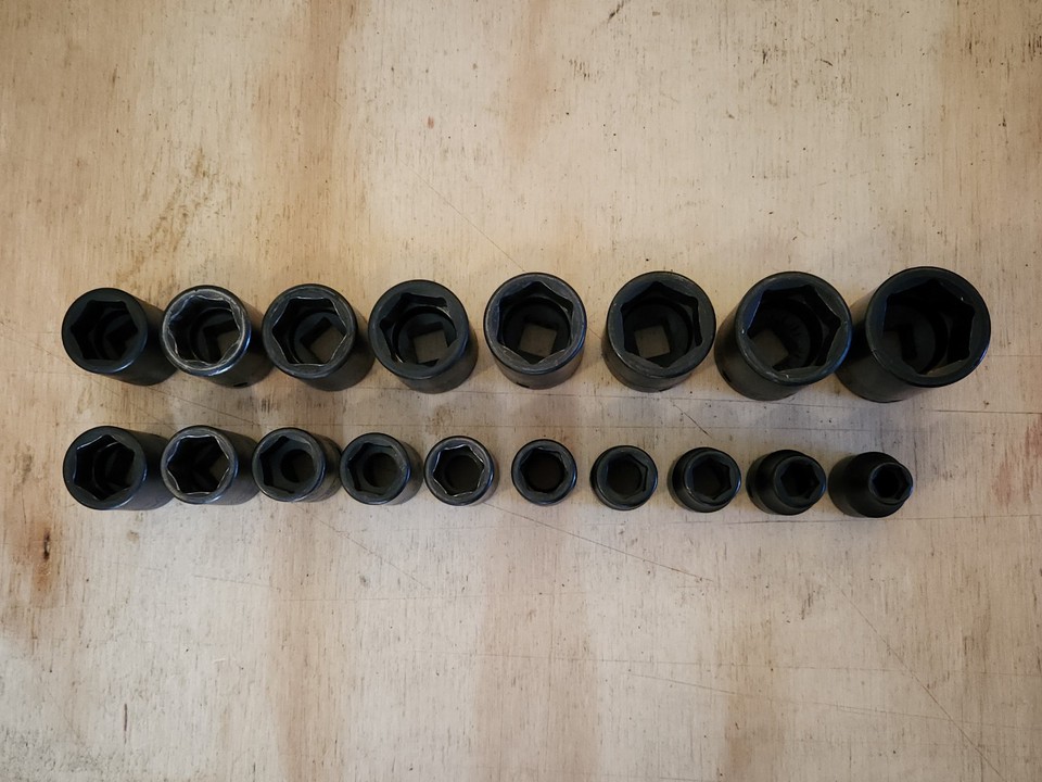Snap On **BONUS** 1/2" Drive Shallow 6pt Impact Socket Set 10-27mm ...