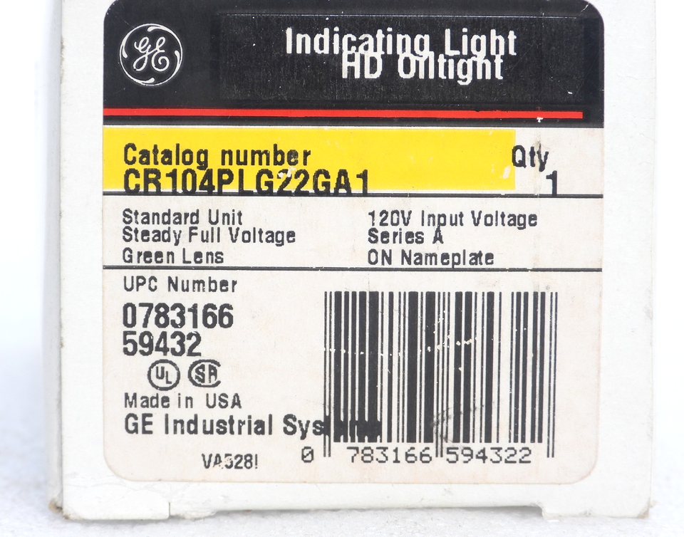 NOS GE CR104PLG22GA1 SERIES A HEAVY-DUTY INDUSTRIAL PILOT INDICATOR ...