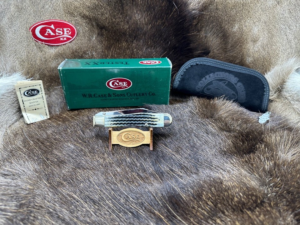 Case 2002 Collectors Club Cheetah Knife Moss Bone Handles Mint In Box ...