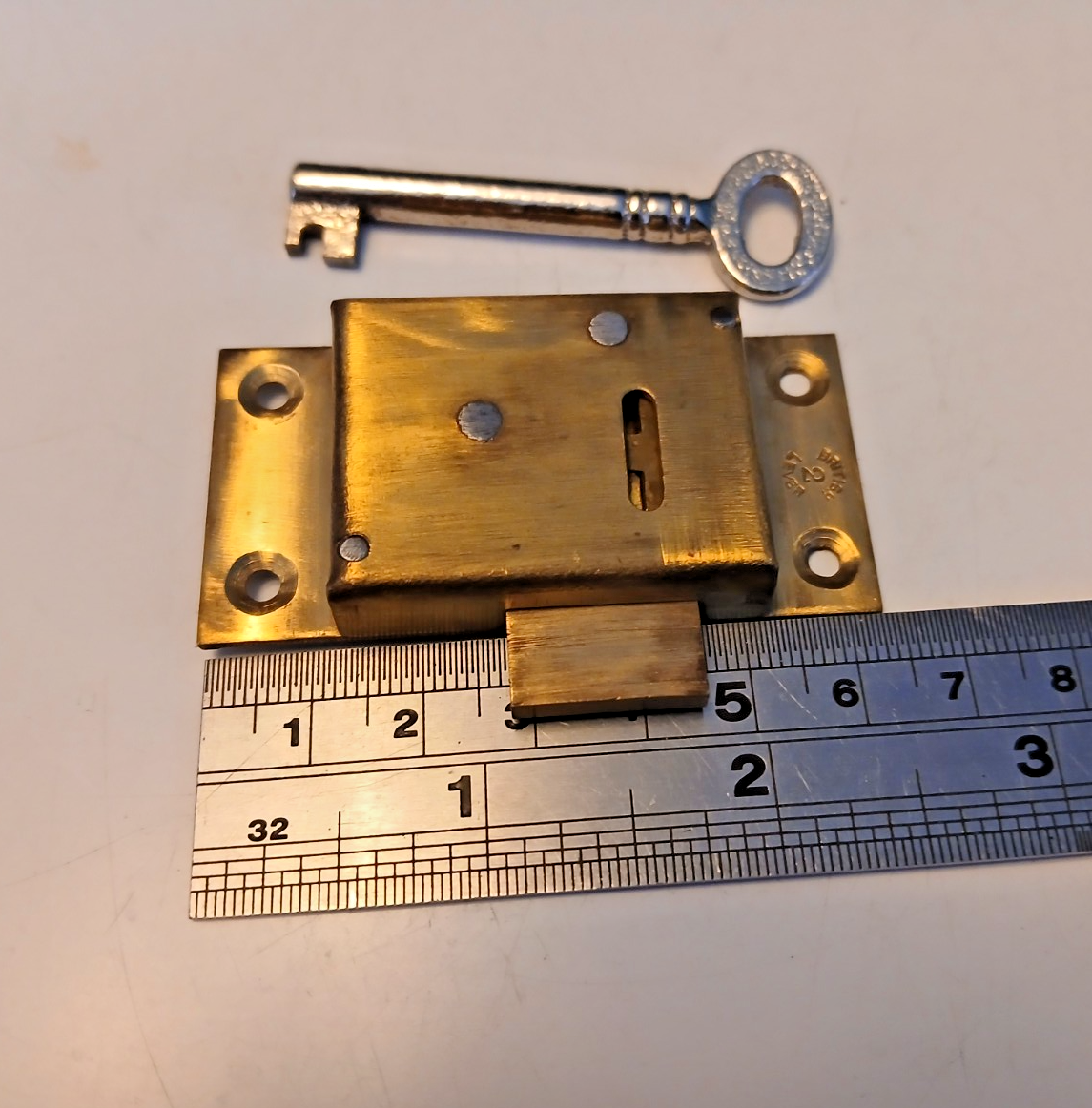 Brass Cabinet lock 63mm x 32mm 1 key(4987) 2 Lever | eBay UK
