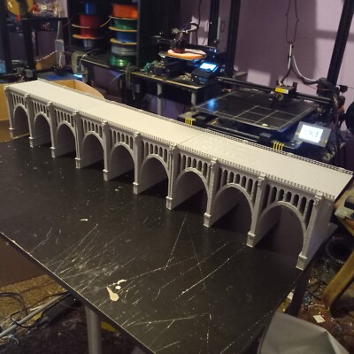 HO 2 lane Scale Bridge 39-Inch Viaduct Bridge 3D Printed. Extra wide 4. ...