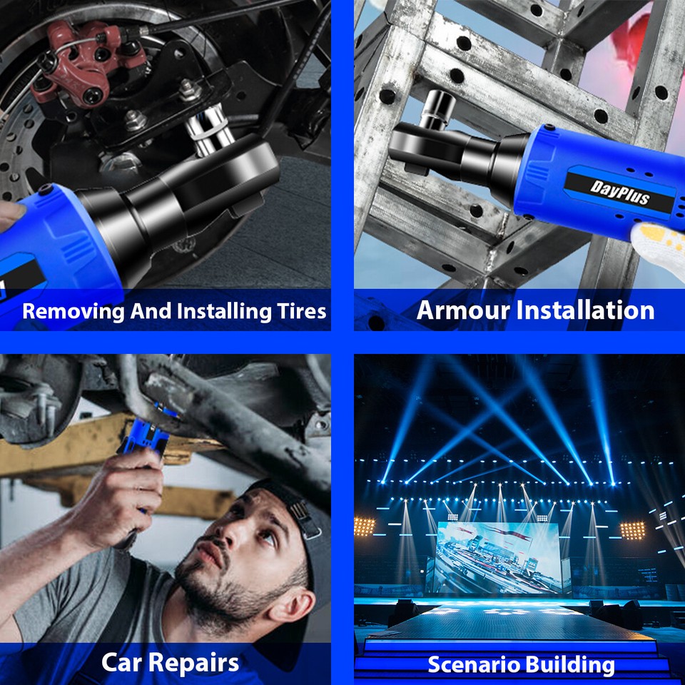 Cordless Impact Ratchet Wrench Driver Electric Rattle Nut Gun Sockets ...