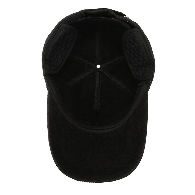 Men's Winter Baseball Cap With Ear Flaps Warm Cotton Snapback Cap Hat ...