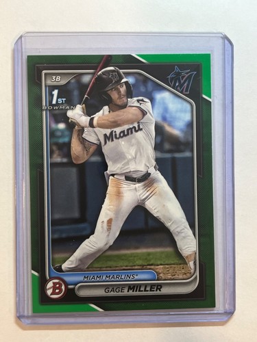 GAGE MILLER 2024 BOWMAN DRAFT 1ST GREEN BORDER MIAMI MARLINS /99 | eBay