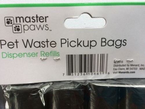 PET WASTE PICKUP BAGS, MASTER PAWS ONE 8 PACK PACKAGE OF 120 BAGS, NEW ...