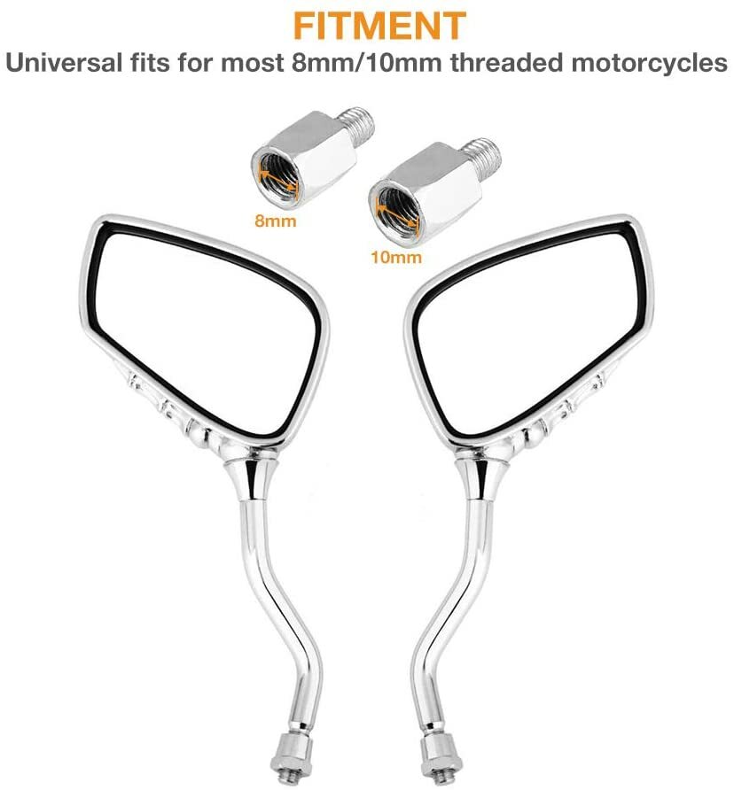 2pcs 8mm/10mm Black SKULL Motorcycle Rear View Mirrors For Kawasaki ...