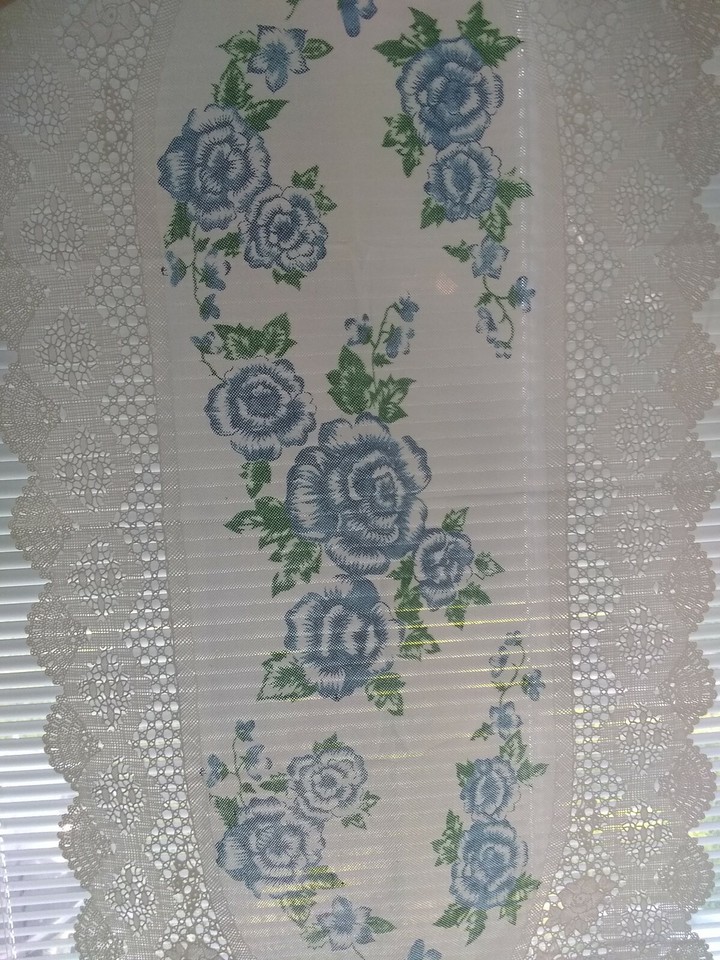 Vintage 1920s-1930's White with Blue Roses Lace Plastic/Fiberglass ...