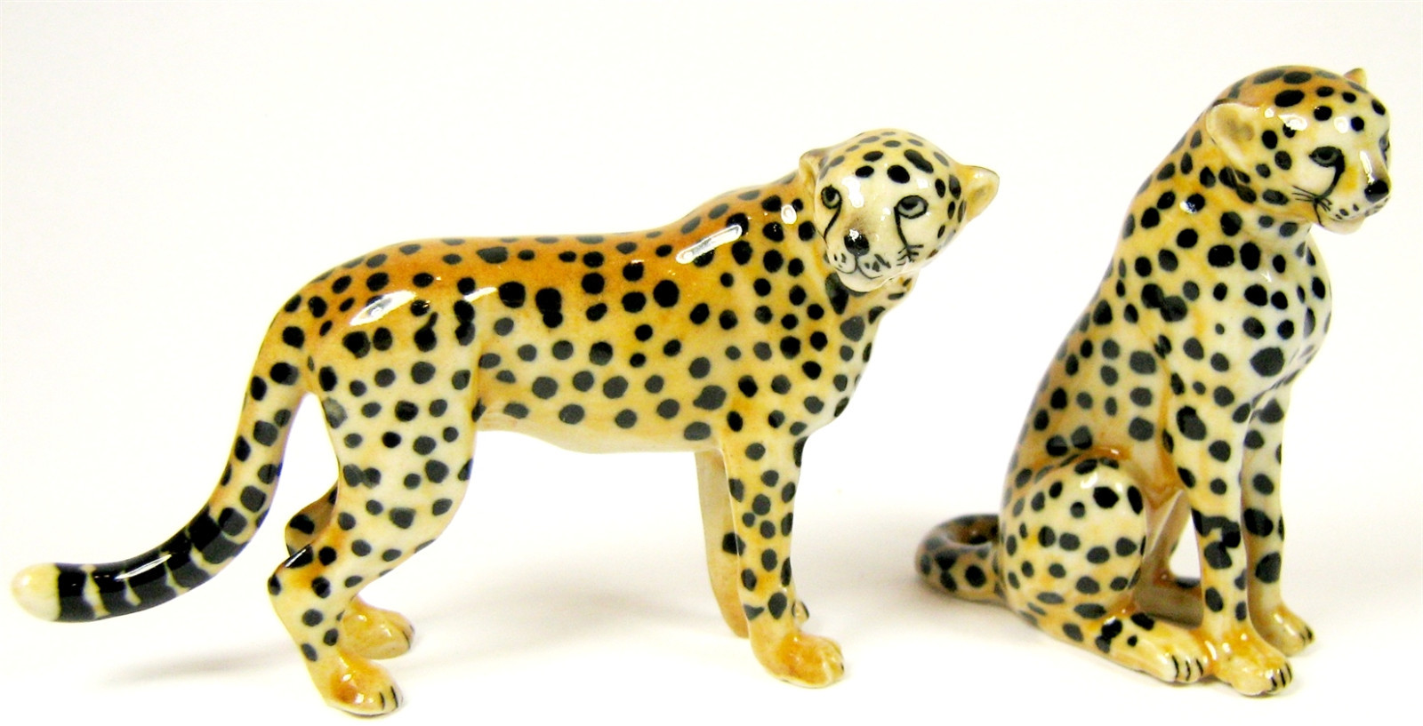 Miniature Porcelain Cheetah Figurines Set/2 Big Cat App 4cm H | eBay