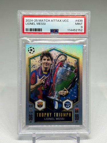 2024 TOPPS Match Attax UCC Lionel Messi TROPHY TRIUMPH Card #438 SP PSA ...