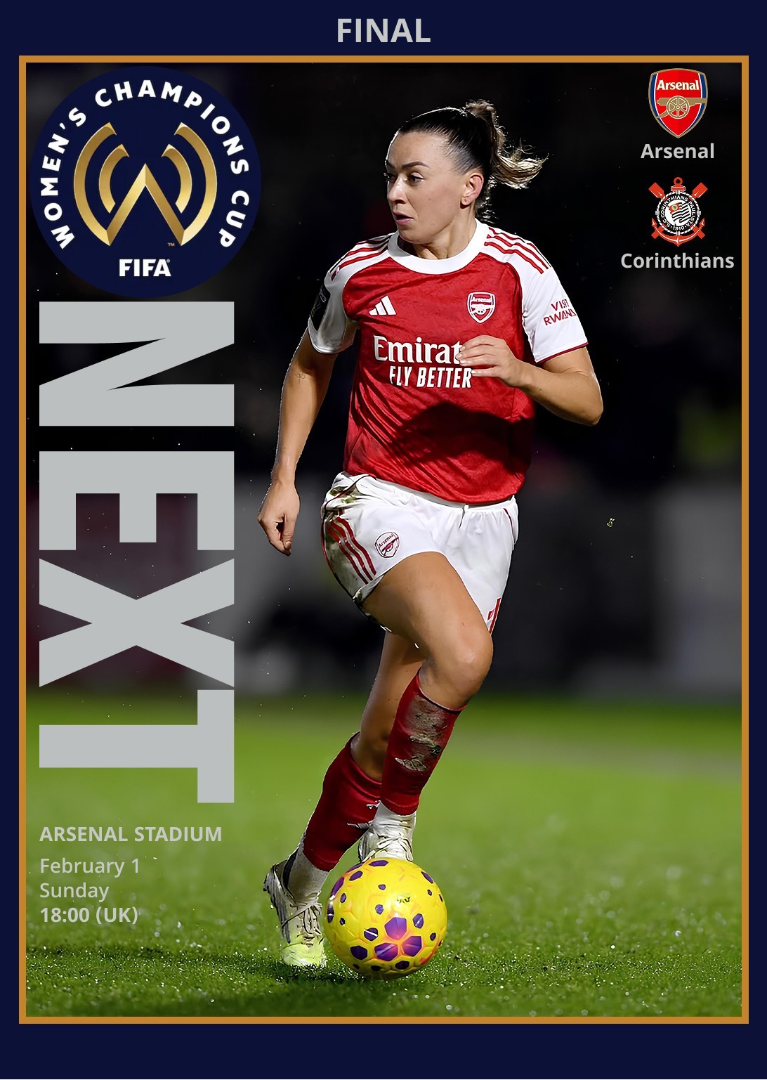 ARSENAL London England v CORINTHIANS Brazil 2026 WOMENS CC FINAL FAN ...