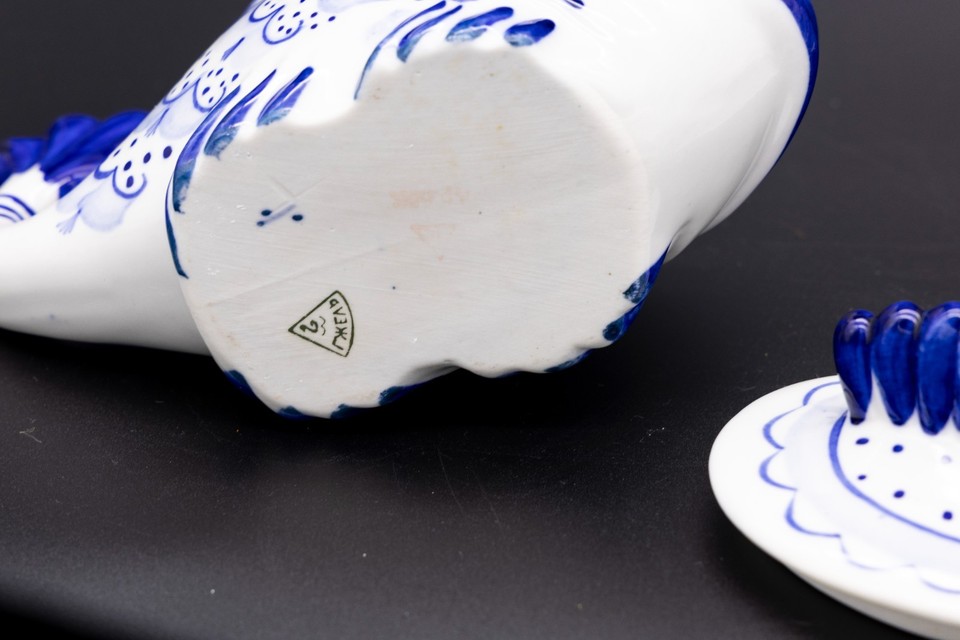 gzhel russian porcelain serving bowl 1 pc "FISH" | eBay