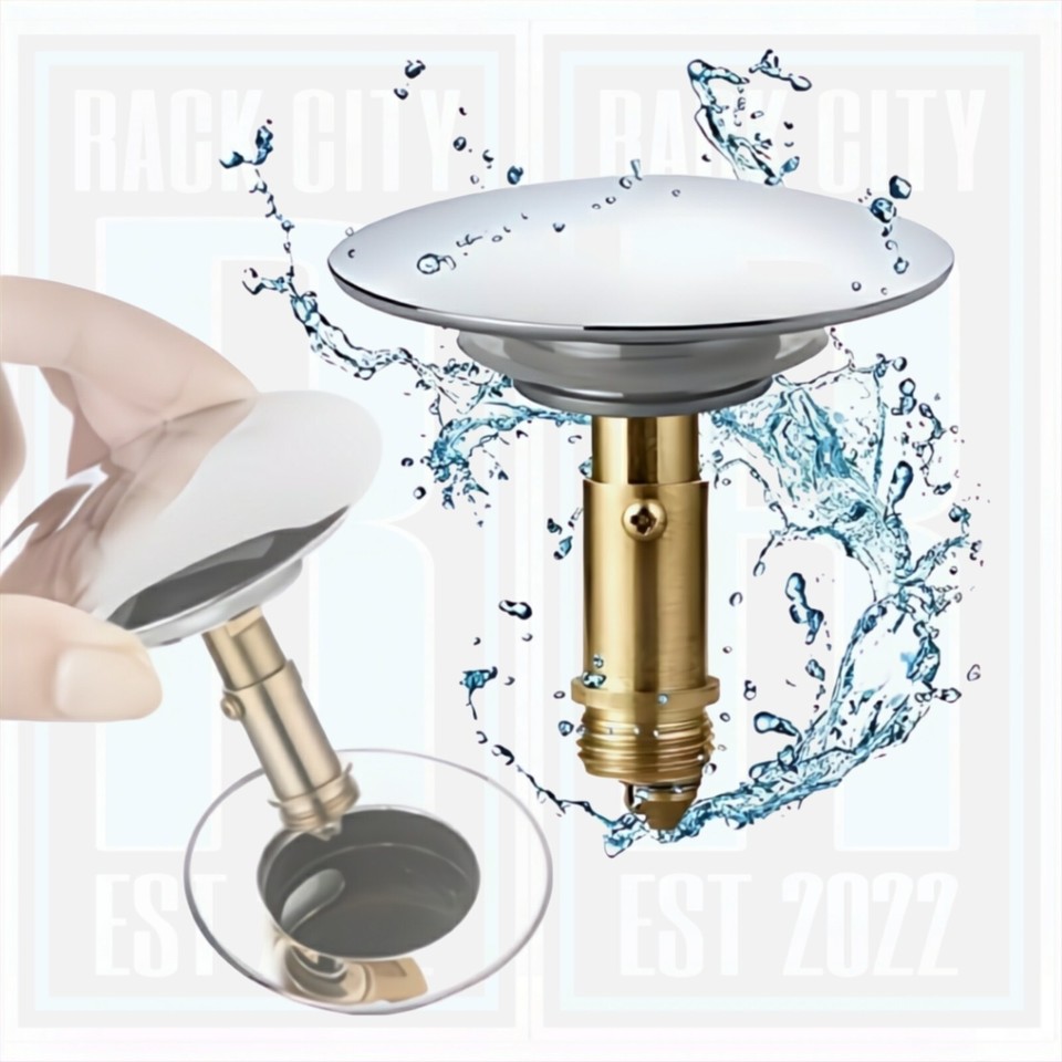 66mm Chrome Easy Pop Up Basin Waste Bathroom Sink Push Button Click ...