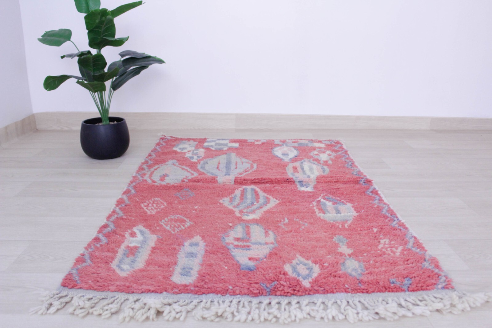Handmade Moroccan Rug 4x3 Tribal Berber Boujad Geometric Vintage Wool ...